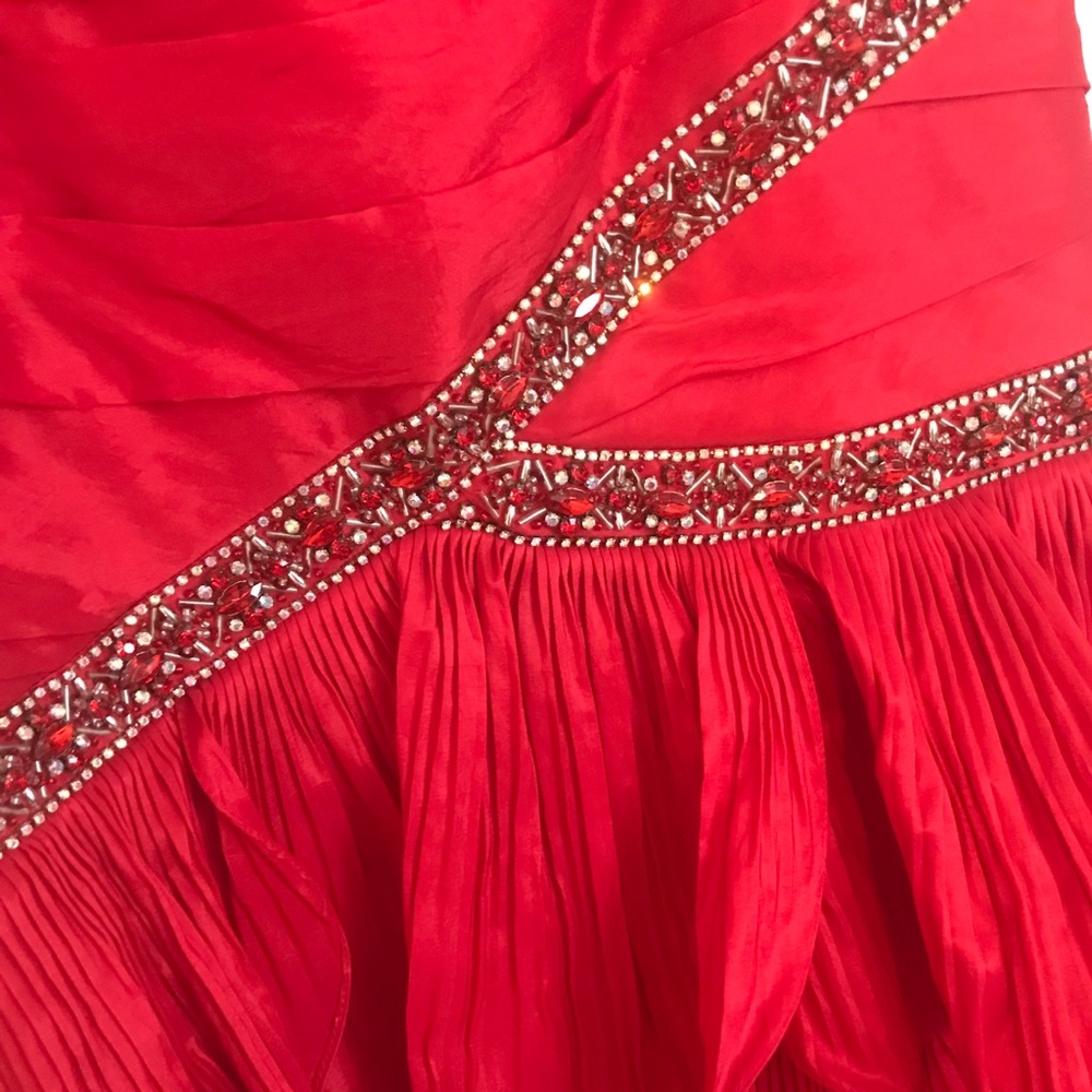 Red Silk / Satin Evening Gown / Pageant Prom - Gem
